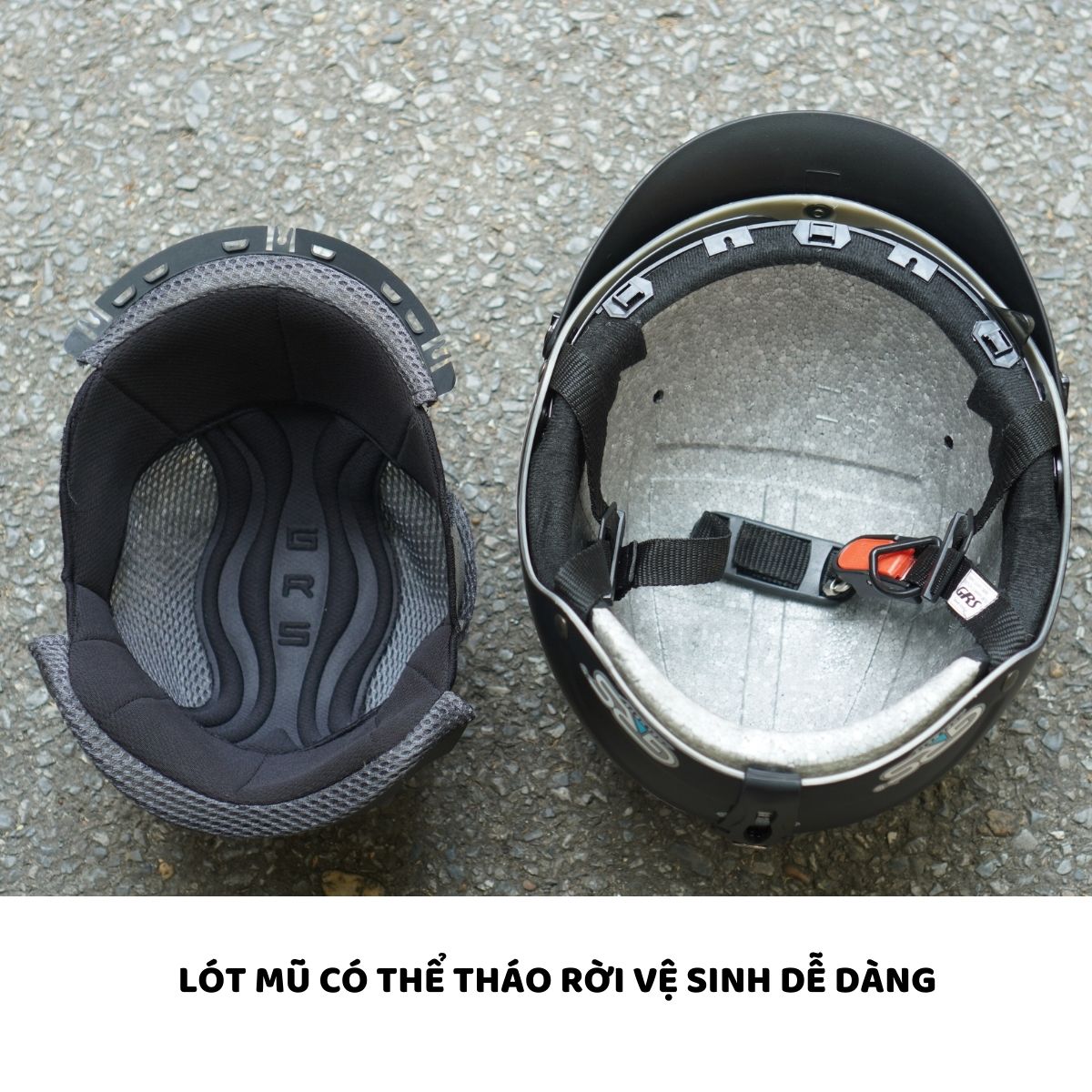 GRS A966 half-head helmet with hidden glass and removable lining, large ...