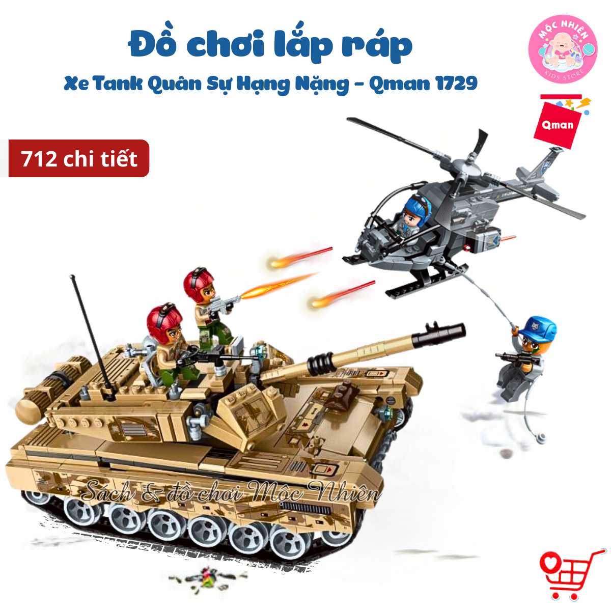 Puzzle toys Qman 1729 - Heavy Military Tank 712 Details - With 4 ...