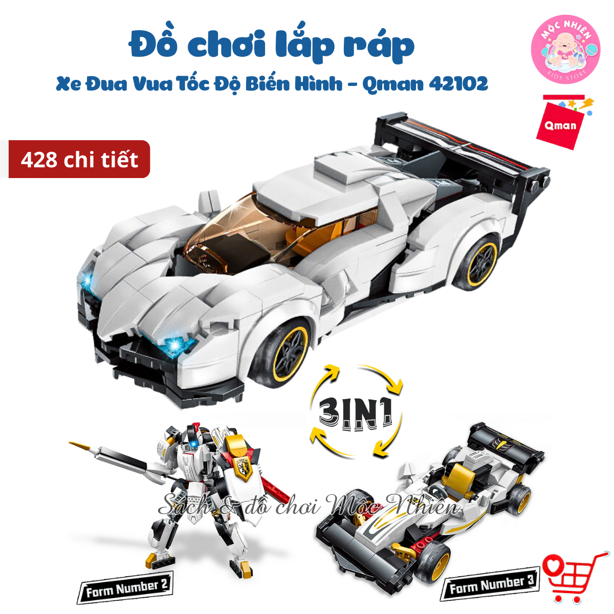 Puzzle Toys Qman 42102 - Transforming Speed King Racing Car (428 Details) | Shopee Malaysia