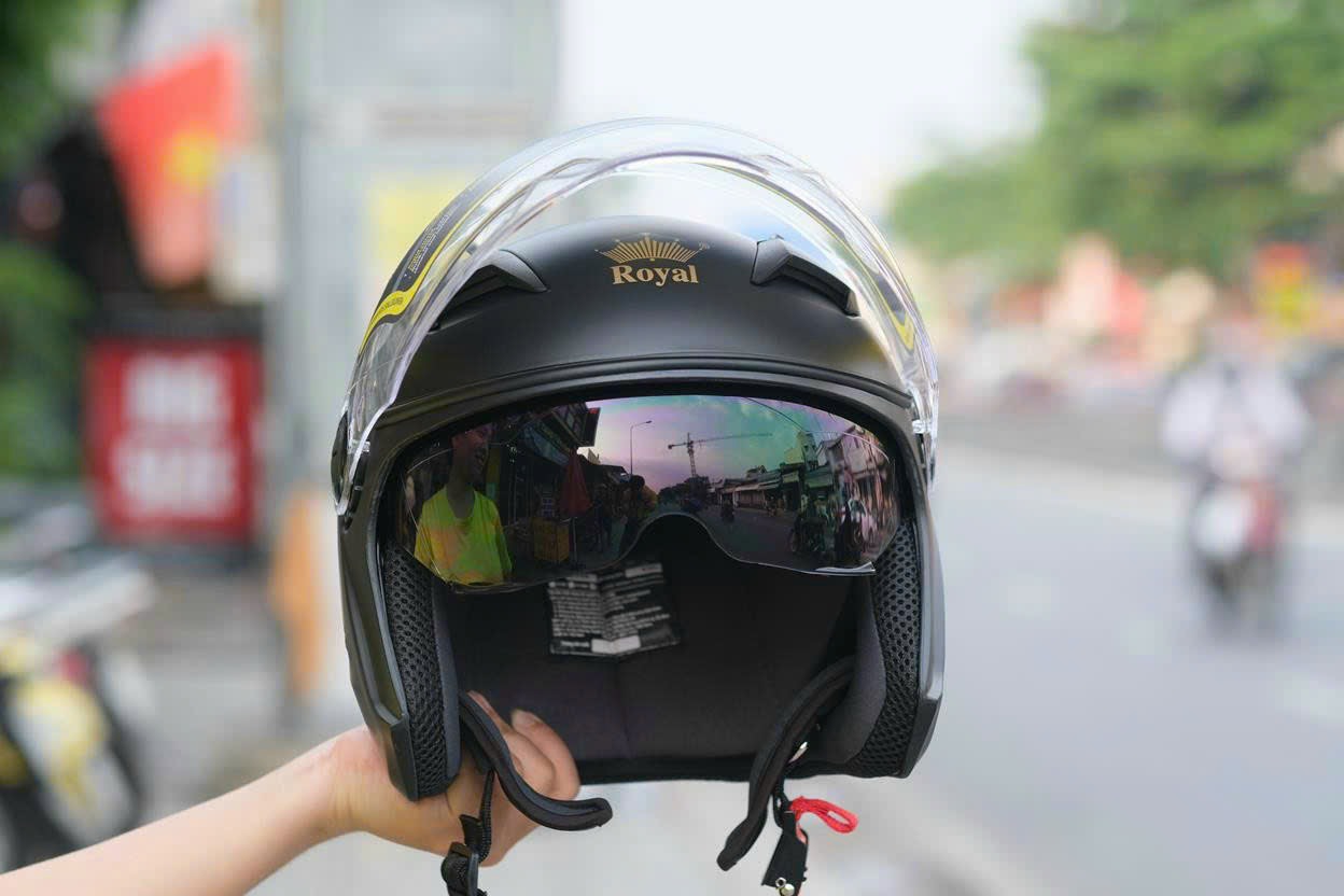 Royal m268 3/4 helmet has 2 layers of genuine multi-colored glass ...