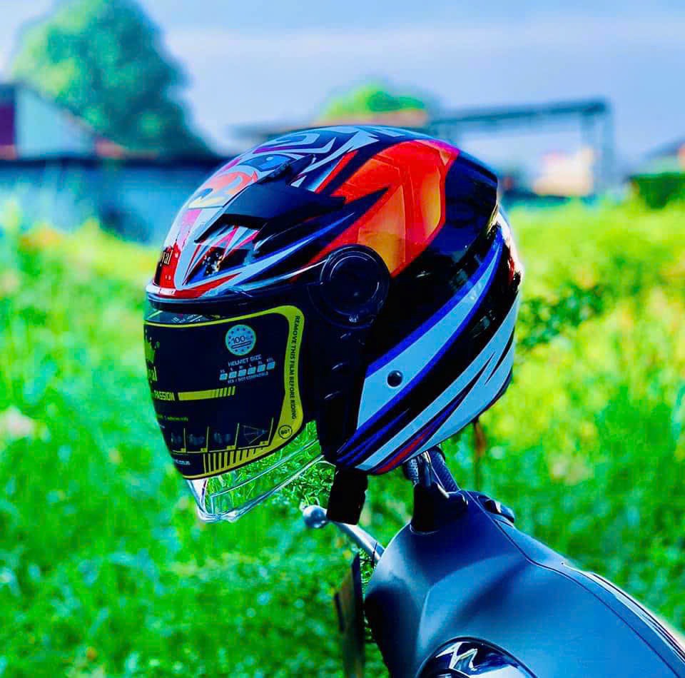 Royal m268 3/4 helmet has 2 layers of genuine multi-colored glass ...