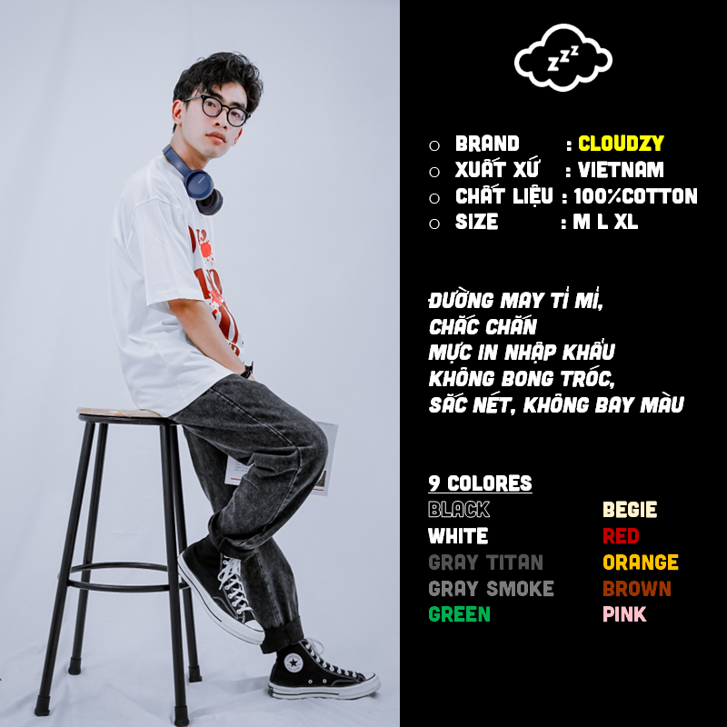 Local brand CLOUDZY unisex women's and men's t-shirt with loose sleeves ...