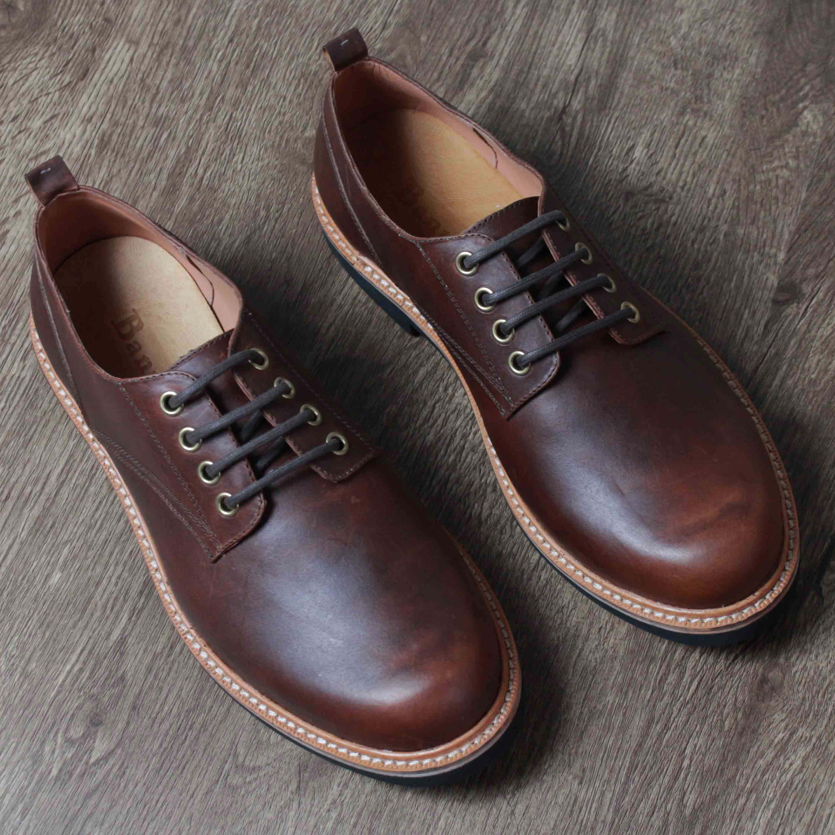 Banuli Men's Vintage Plain Toe Derby Shoes, Banuli Men's Plain Toe ...