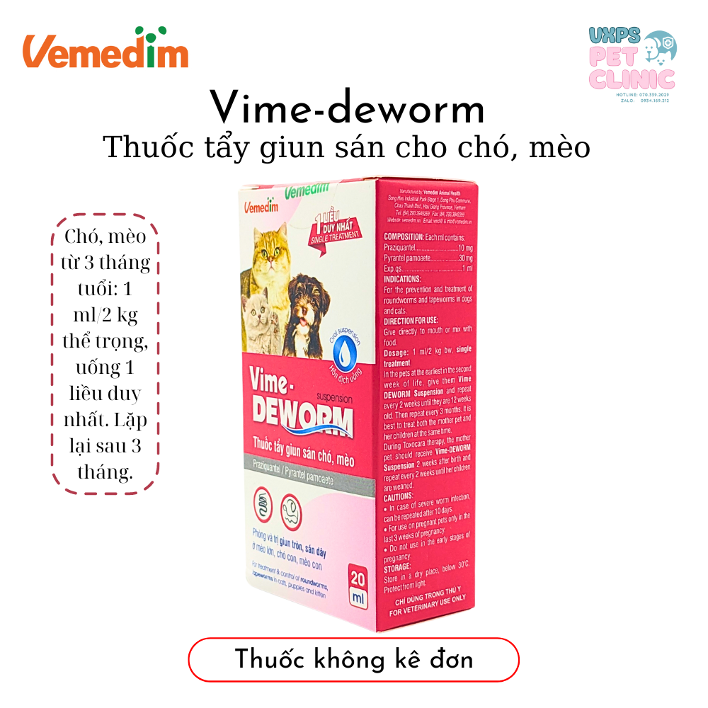 Vemedim Vime Deworm Deworming Worms and Rope Flukes for Dogs and Cats ...
