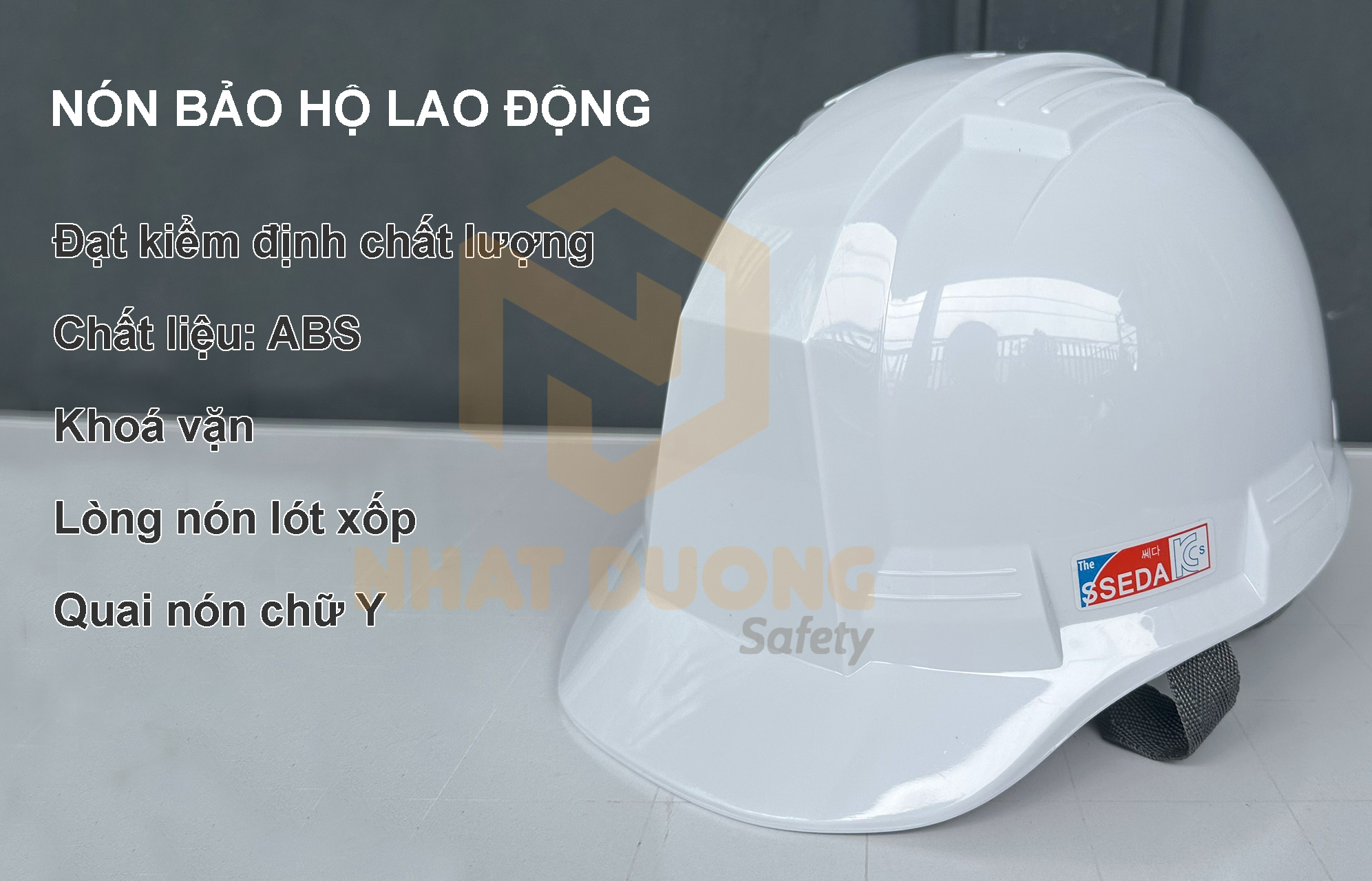 White Nhat Duong labor safety helmet with twist lock that hugs the head ...