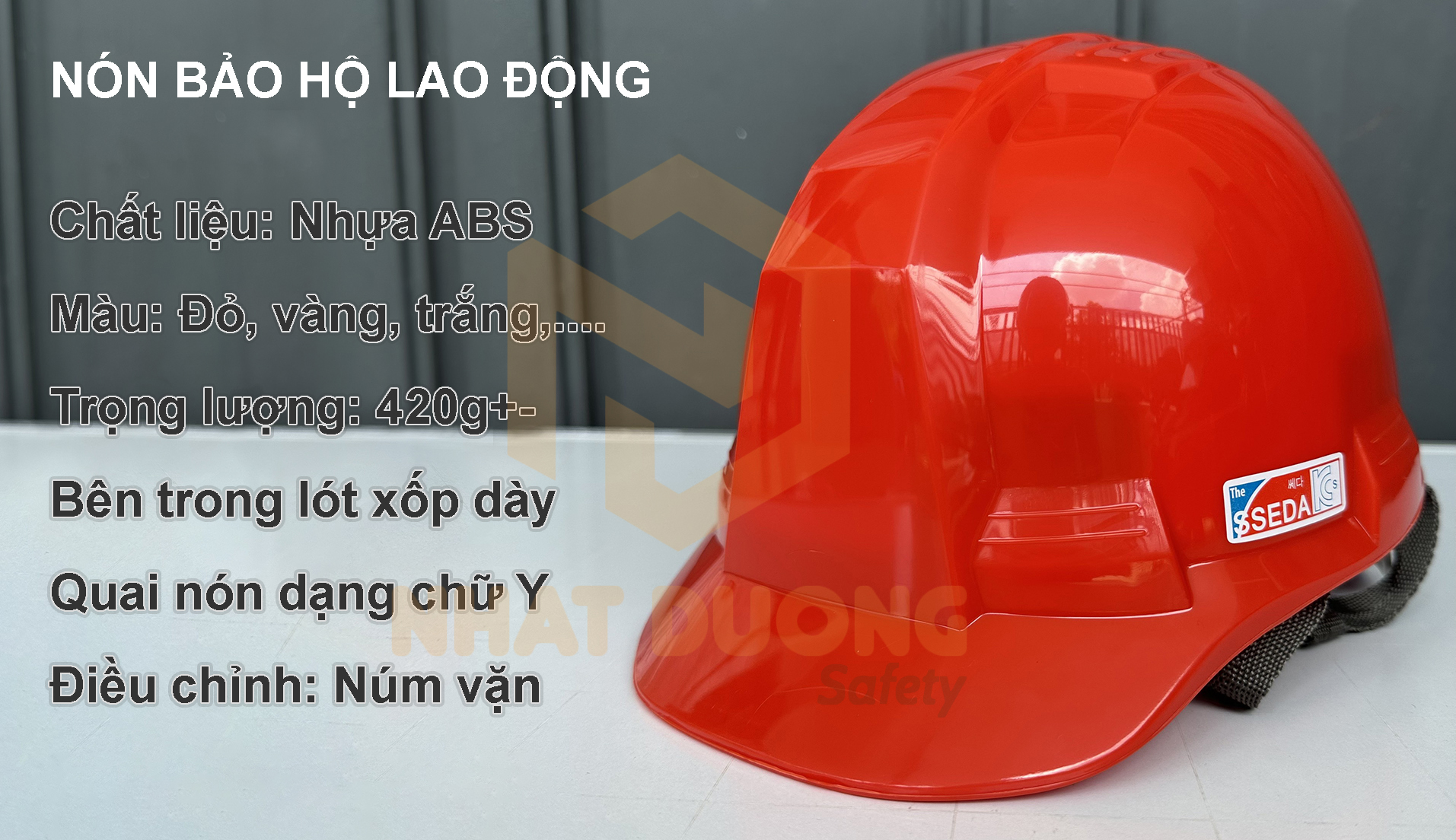 Red labor safety helmet N02 with good plastic screw lock, surveillance ...