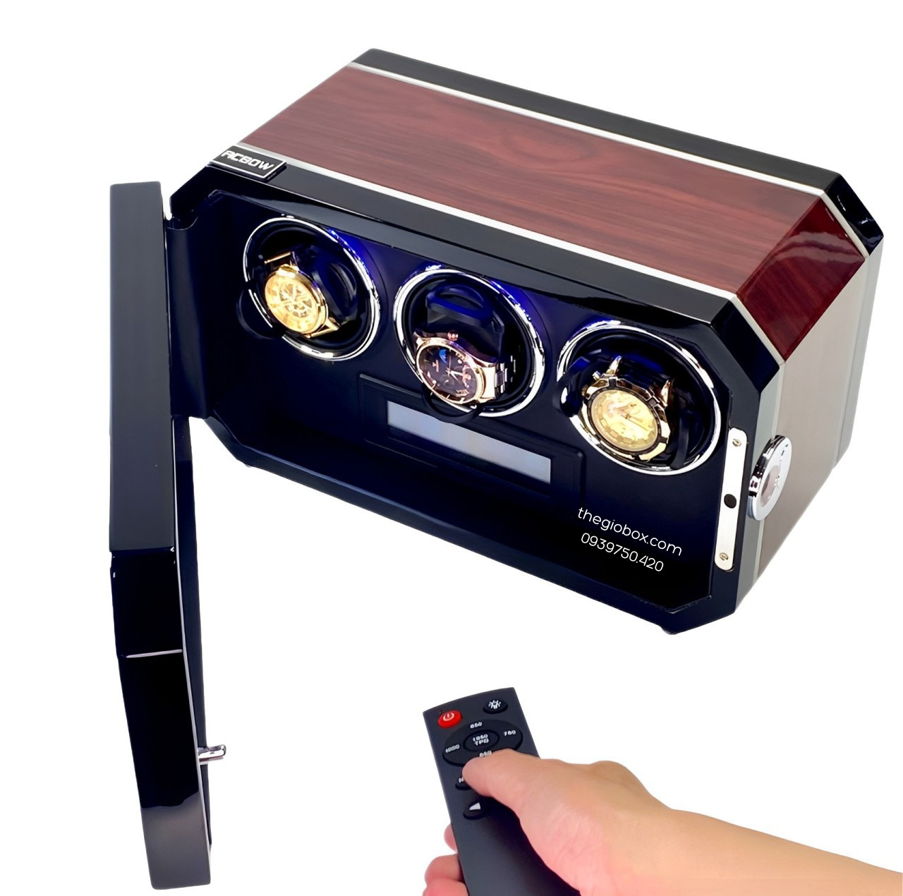 Acbow Mechanical Watch Cabinet Box with 3 Rotating Compartments with ...