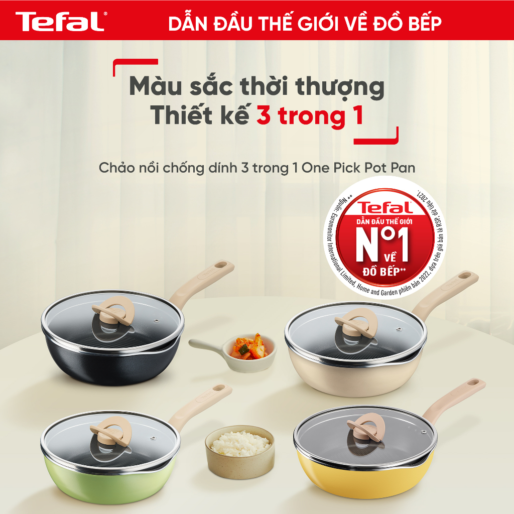 Tefal Pot Pan With 3-22cm Multi-Purpose Lid, Non-Stick, Can Be Used On ...