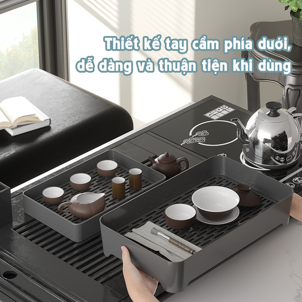 Rectangular plastic tea tray, high-quality 2-layer drain cup tray, PET ...