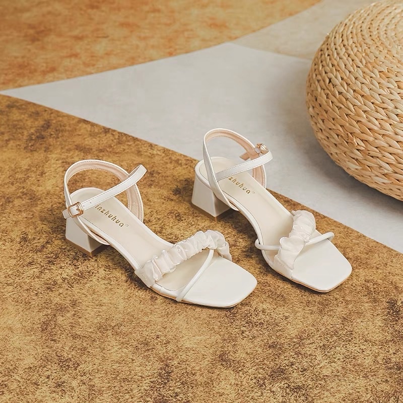 SANDAL SHOES SIZE 35- 43 HIGH HEELS S70 WOMEN'S SQUARE 7P BLACK, WHITE LUXURY, LADY | Shopee ...