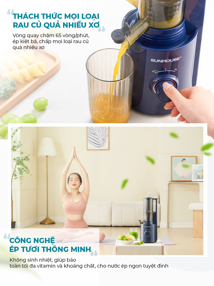 Sunhouse SHD5512 Slow Press Machine Large Capacity 250W Smart Fresh ...