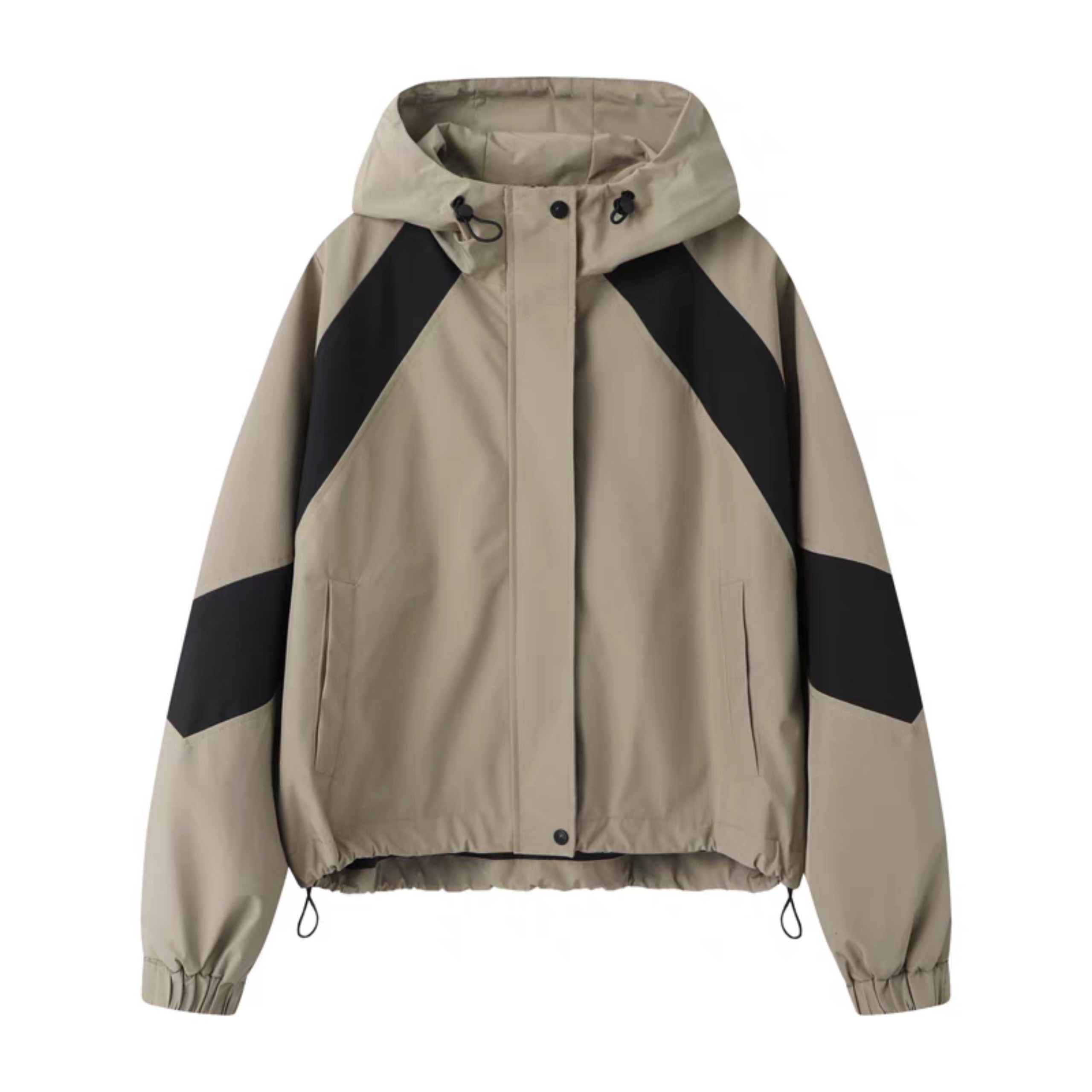 Men's and women's windJacket with hat made of thick 3-layer elastic ...