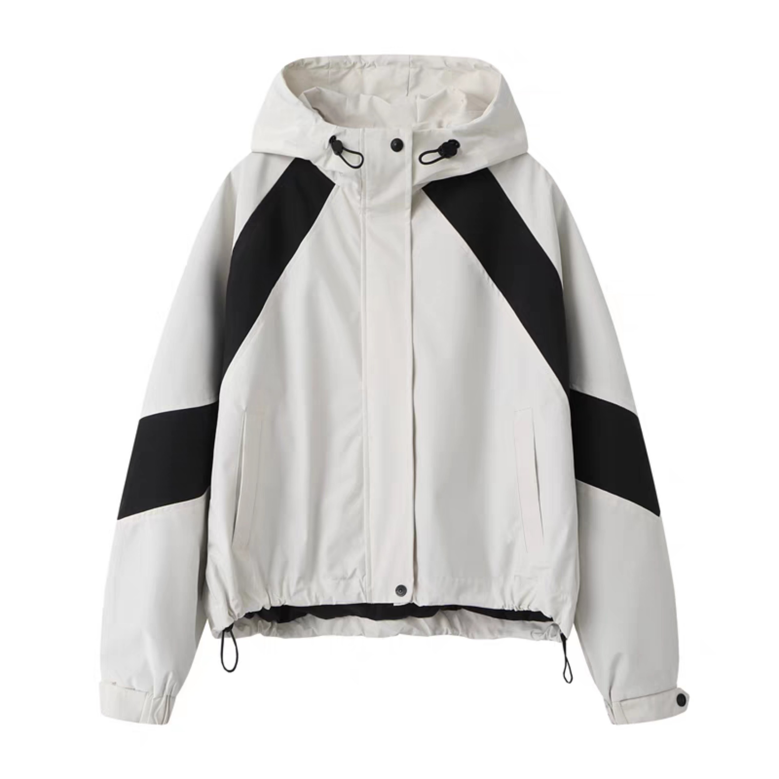 Men's and women's windJacket with hat made of thick 3-layer elastic ...