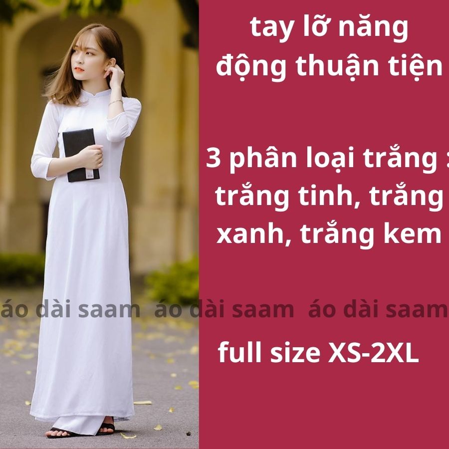 Ao dai for students with short sleeves, fine silk saam for high school ...