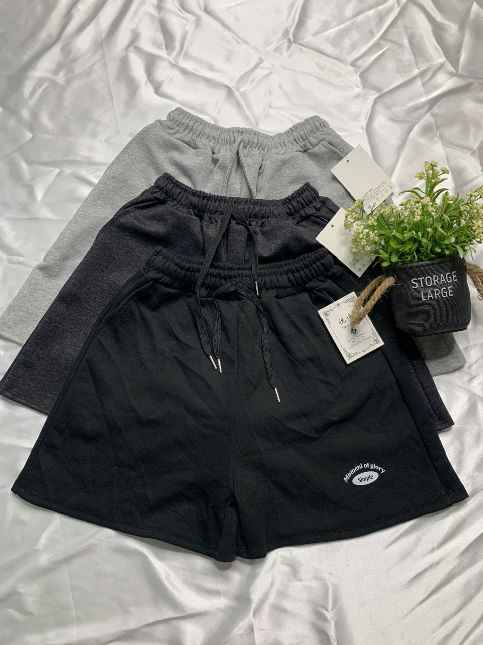 Women Shorts Letter A Drawstring 3 Colors, Thick Cotton Material, Sharp ...