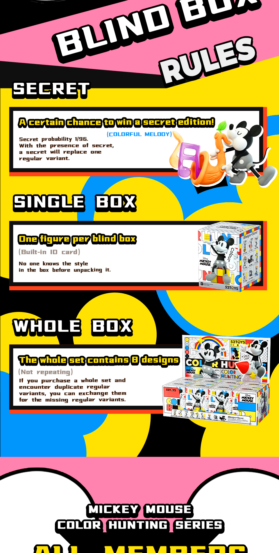 Blind Box, Disney Mickey Mouse Color Hunting Series Blind Box Figure ...
