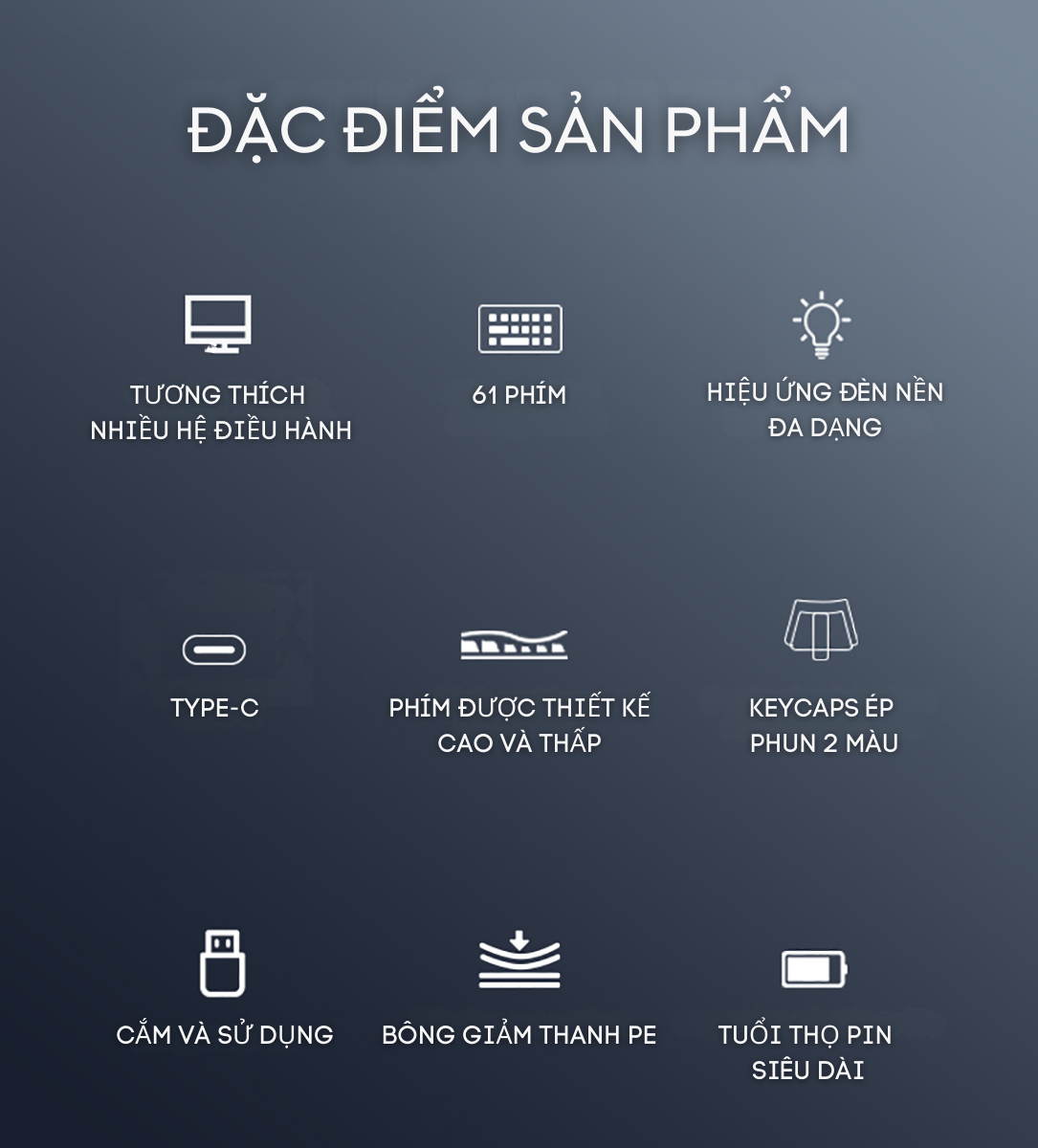 Aula F3261 Blue Switch Mechanical Gaming Keyboard, Layout 61 Type C LED ...