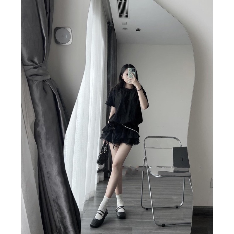 Chakovet pearl-embellished lace skirt set short sleeve t-shirt jumpsuit ...