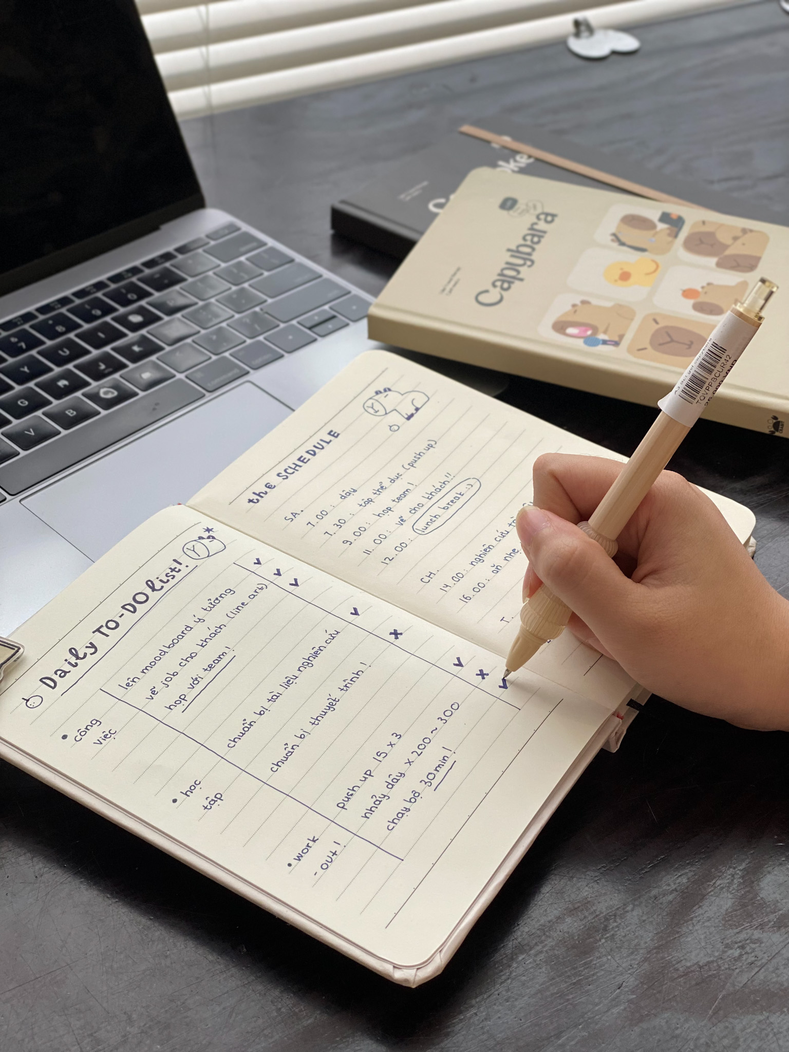 Cute Capybara horizontal notebook, 180-page mini pocket size Crabit ...