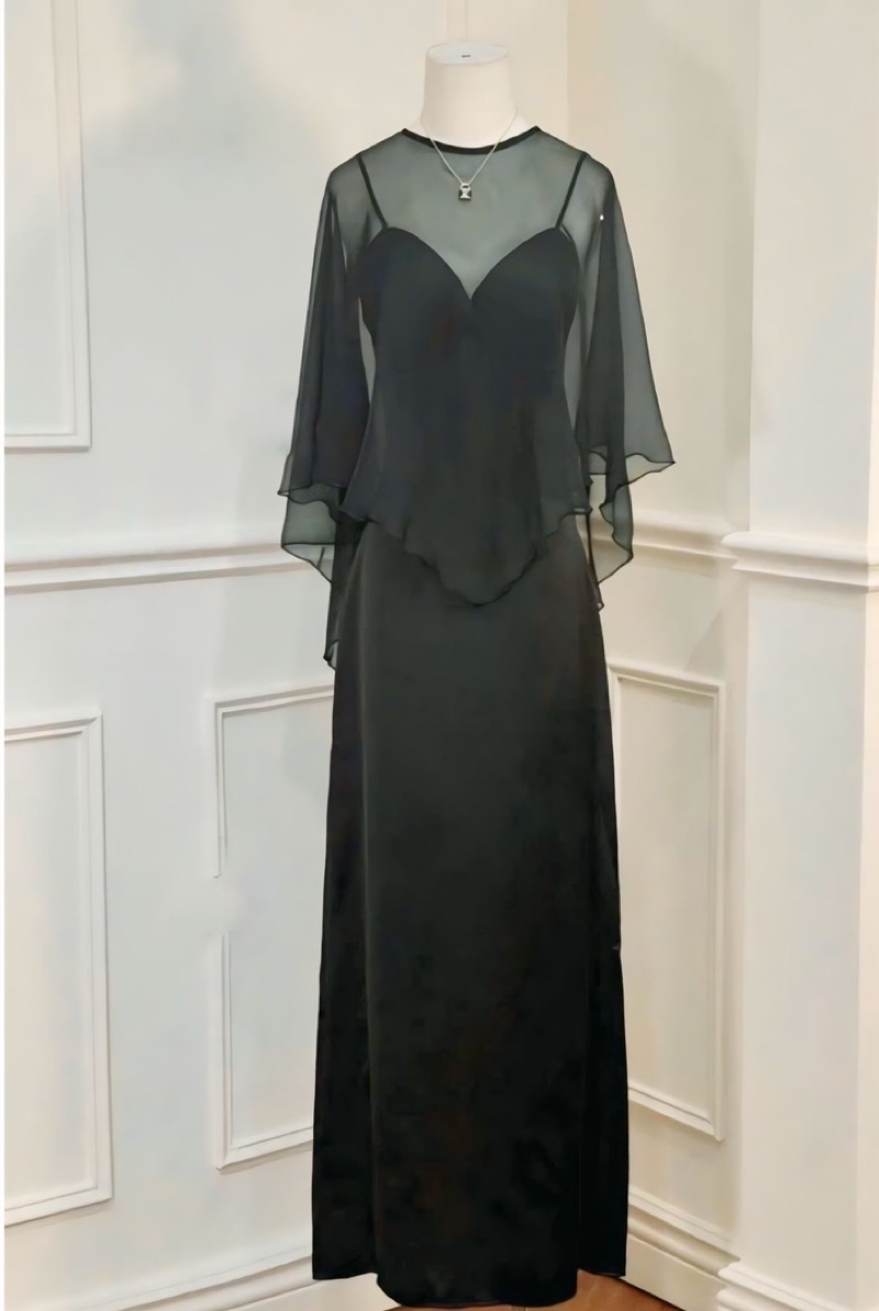 [REAL PHOTO] Silk Dress Set with Luxurious Designer Long Silk Chiffon ...