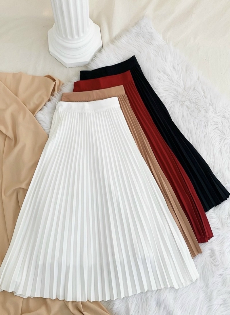 Vintage midi-length pleated FAN SKIRT for work and play, sewn with 2 ...