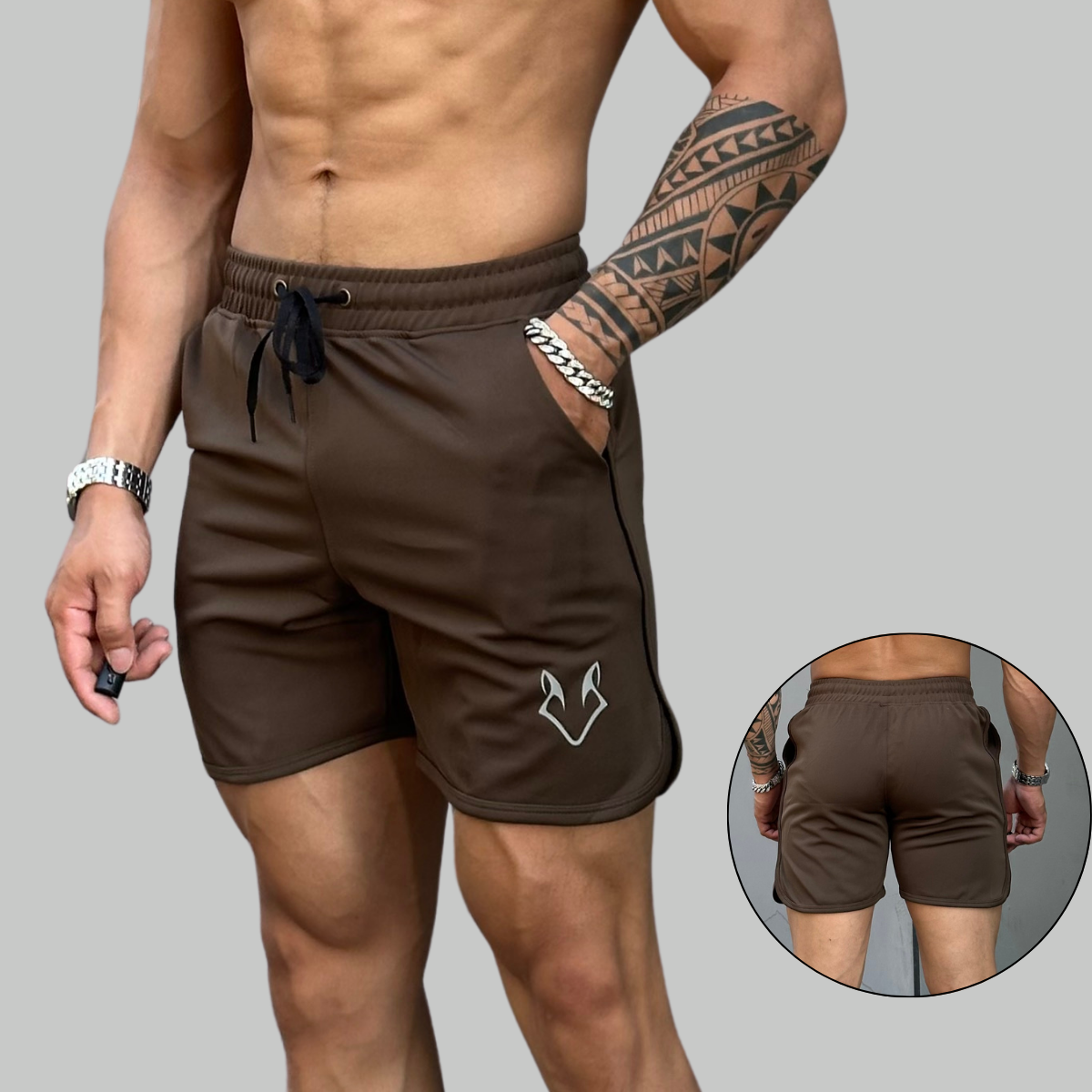 Men's High Quality Poly Fabric Sports Shorts (with trim - Fox) seluar ...
