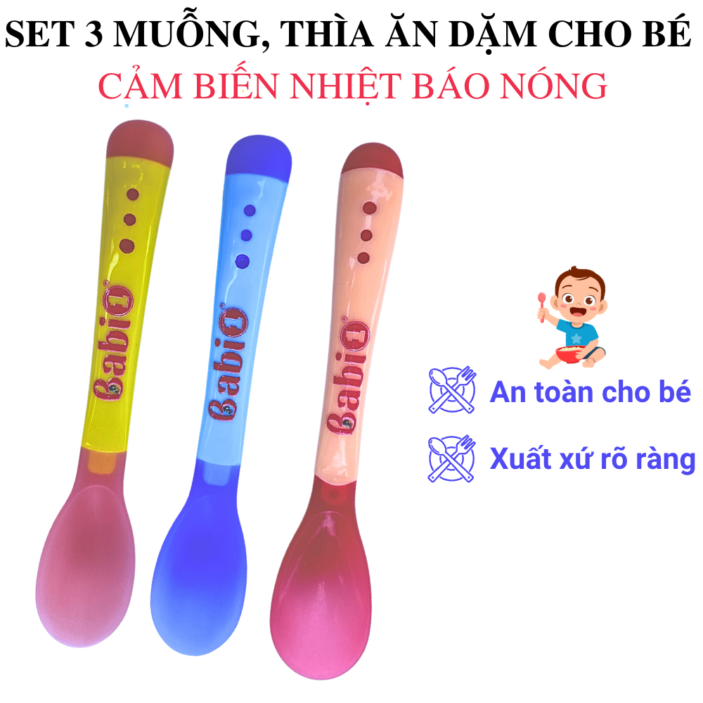 Babi1 Baby Feeding Spoon Heat Sensor Hot Alarm, Silicone Baby Feeding ...