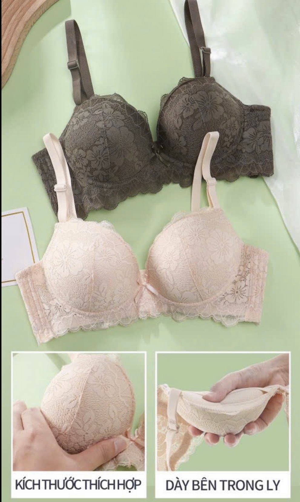 (From Small to increase size) Lace bra without underwire, 5cm thick ...