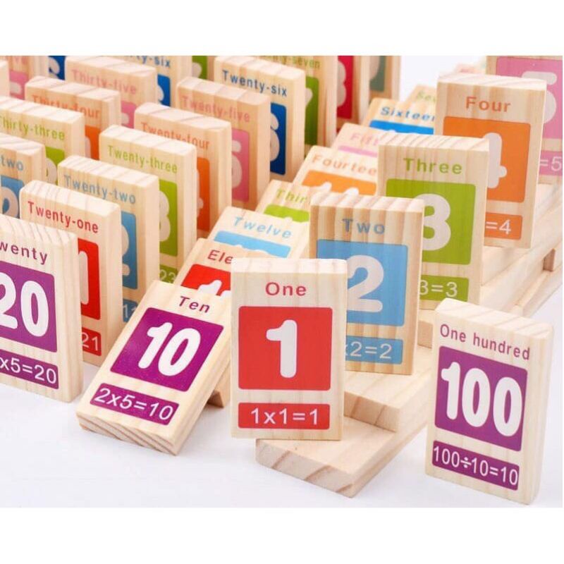 Domino Set Of 100 Math Numbers, Smart Wooden Toys For Children | Shopee ...