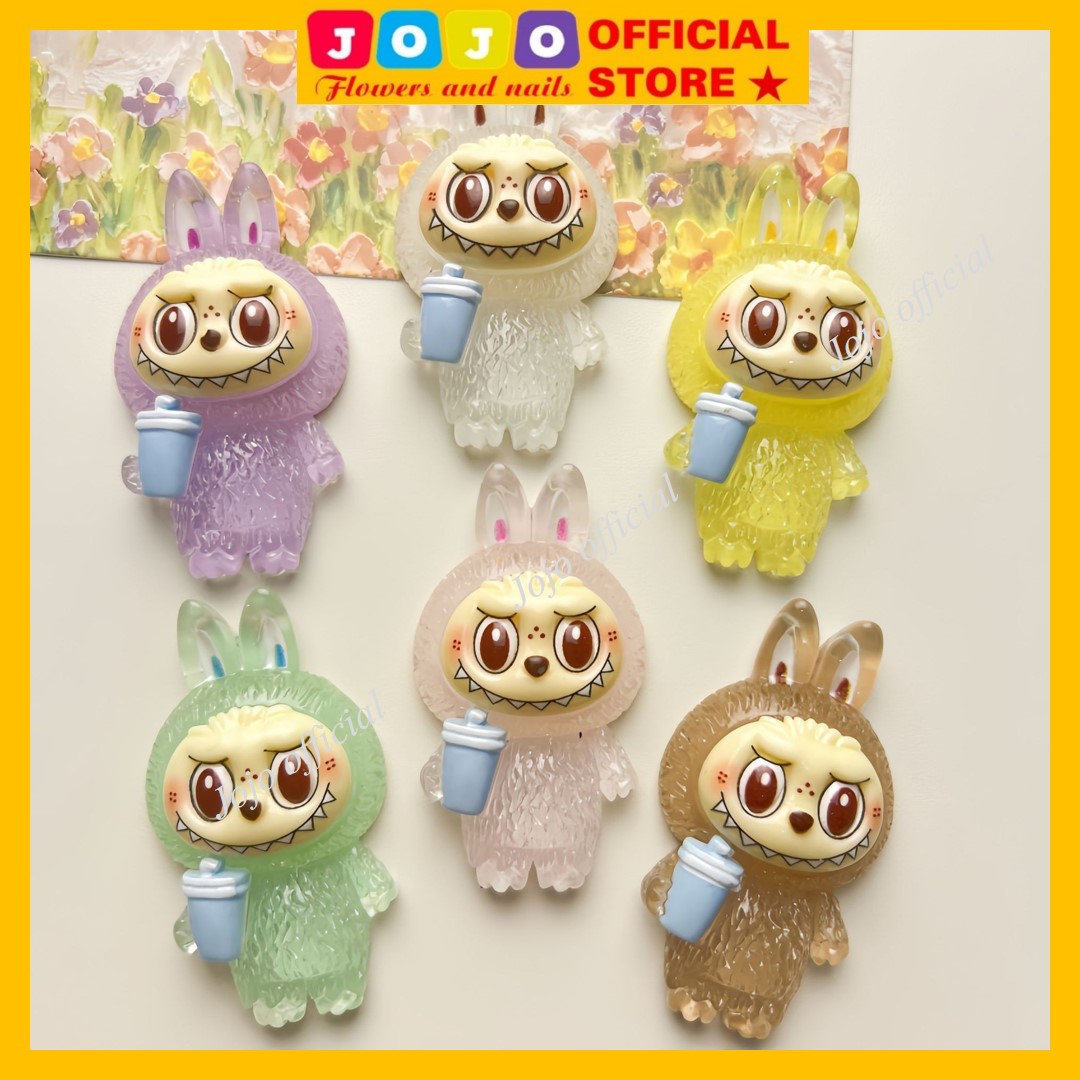 Set of 6 Labubu models holding glowing plastic luminous cups mounted on ...