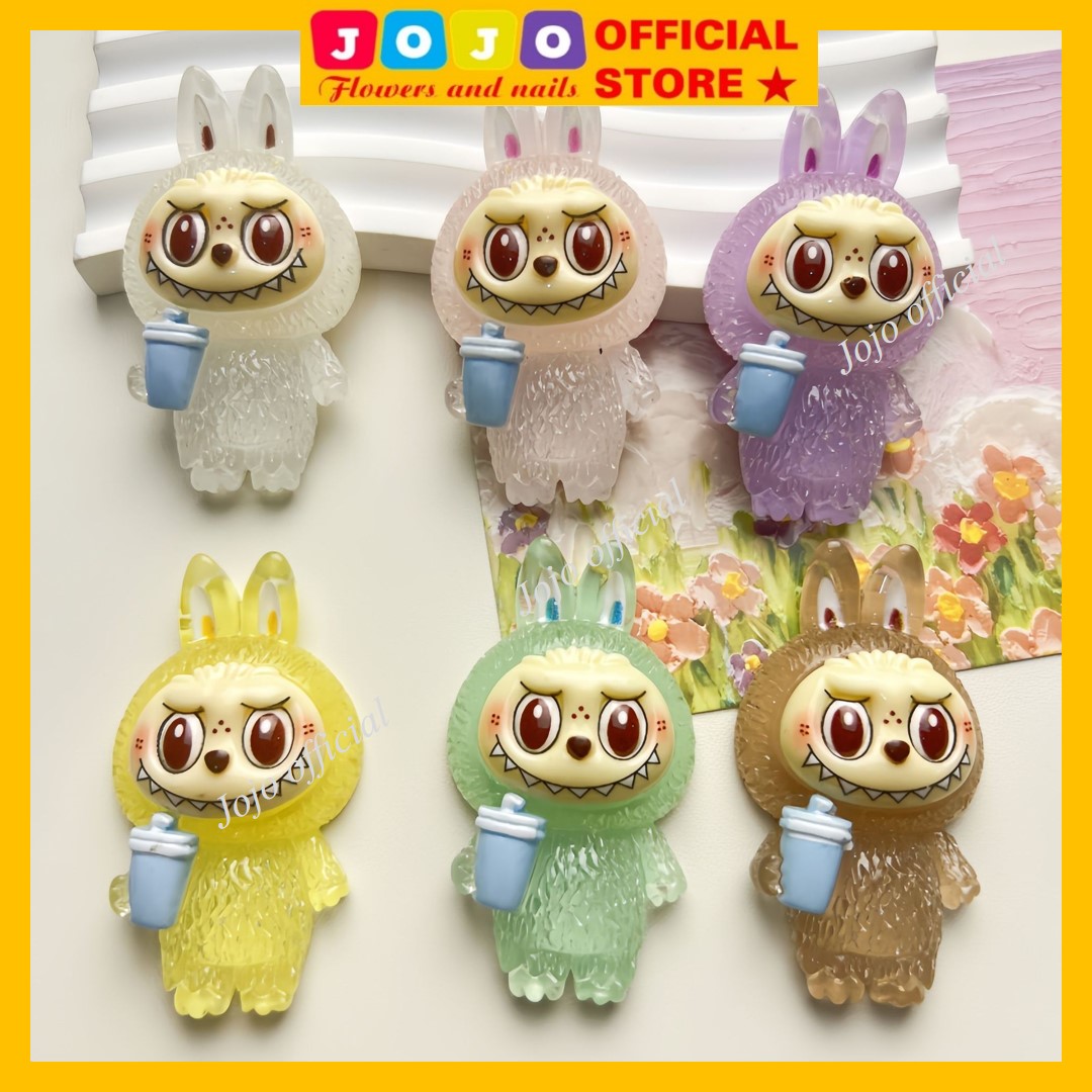 Set of 6 Labubu models holding glowing plastic luminous cups mounted on ...