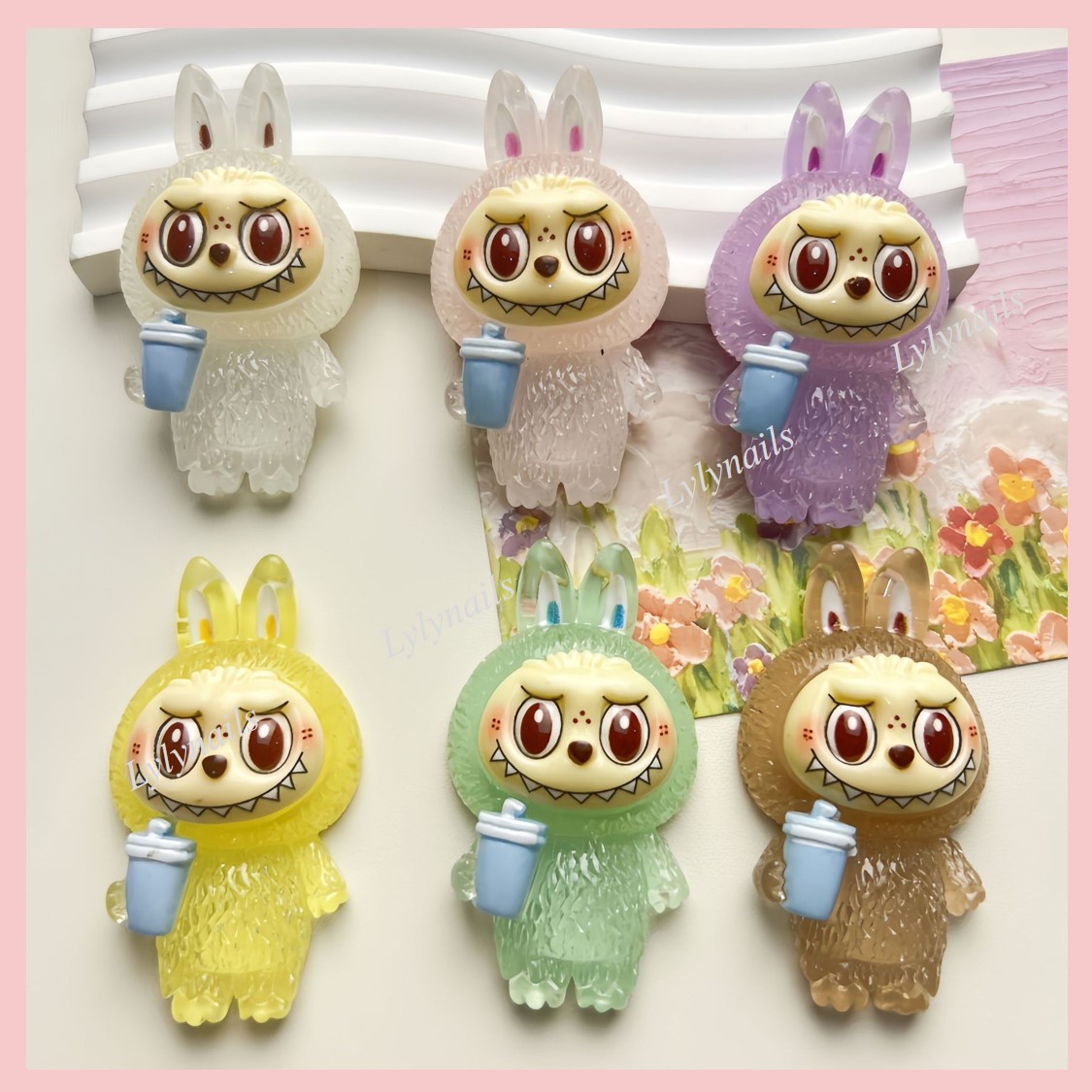 Set of 6 Labubu holding luminous plastic cups, accessories for ...