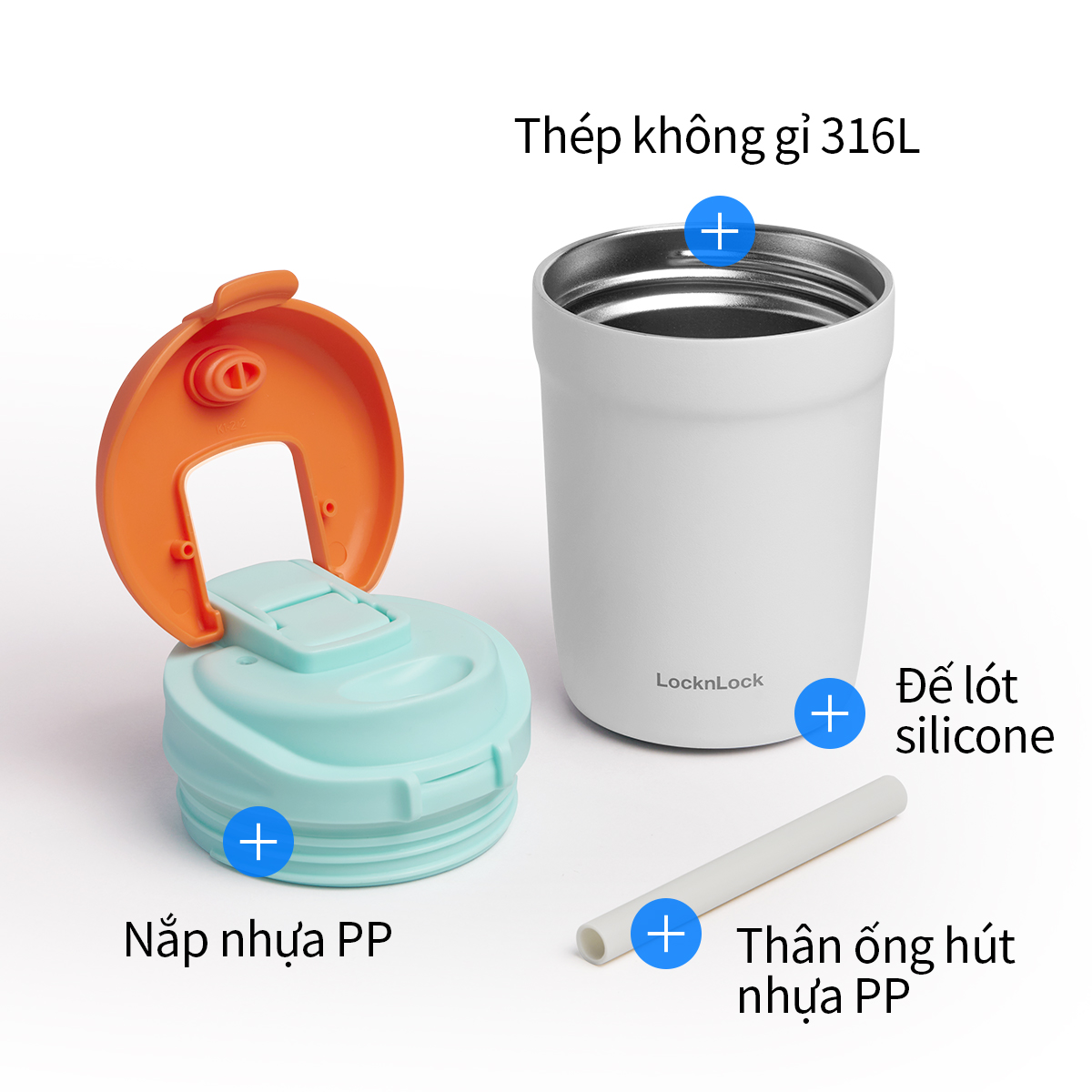 LocknLock Dual Flip Tumbler 320ml and 430ml 316L steel Flip-top thermos cup and straw | Shopee ...