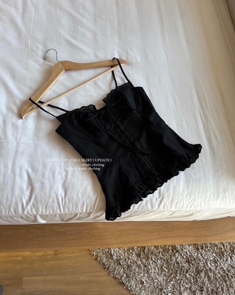 Libra Top - Linen and Lace 2-String Shirt (original photo) | Shopee ...