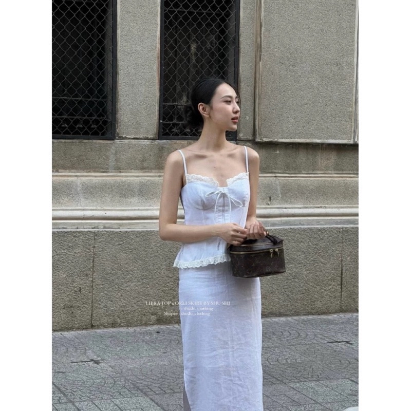 Libra Top Linen And Lace 2 String Shirt Original Photo Shopee Malaysia
