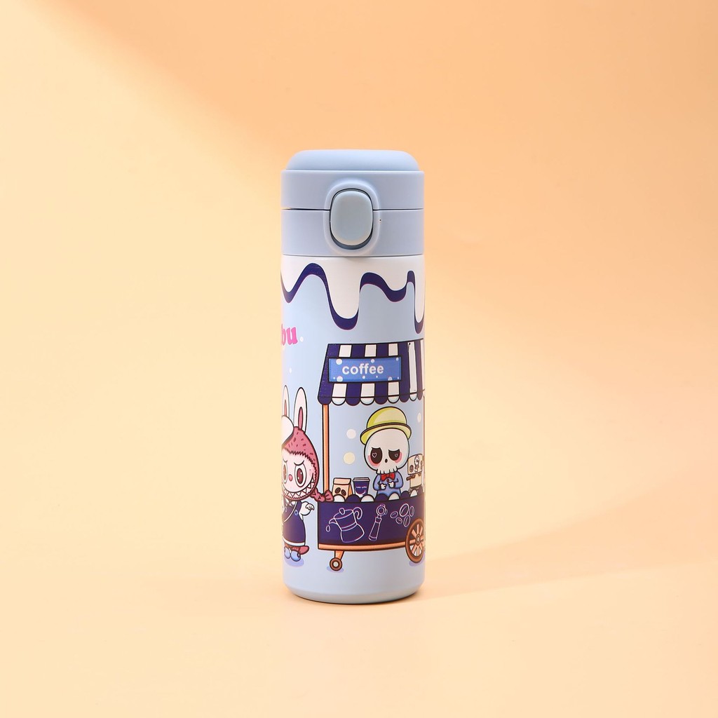 Labubu HiLOGI student thermos bottle, capacity 420ml, 304 stainless steel, flip lid, water ...