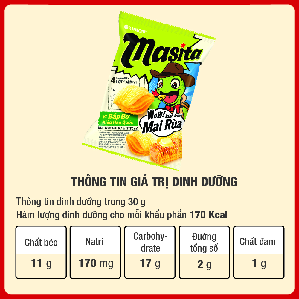 Orion Turtle Shell Snack 4 layers Masita Korean Butter Corn Flavor 60G ...