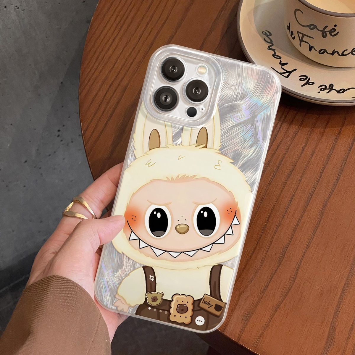 Labubu Cool Silver Silicone iPhone Case, Shockproof, Camera Protection ...