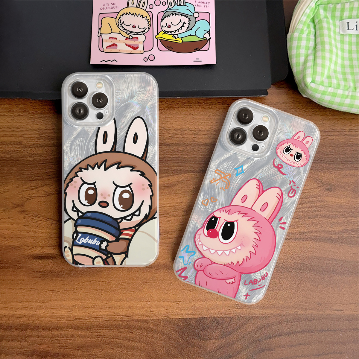 Labubu Cool Silver Silicone iPhone Case, Shockproof, Camera Protection ...
