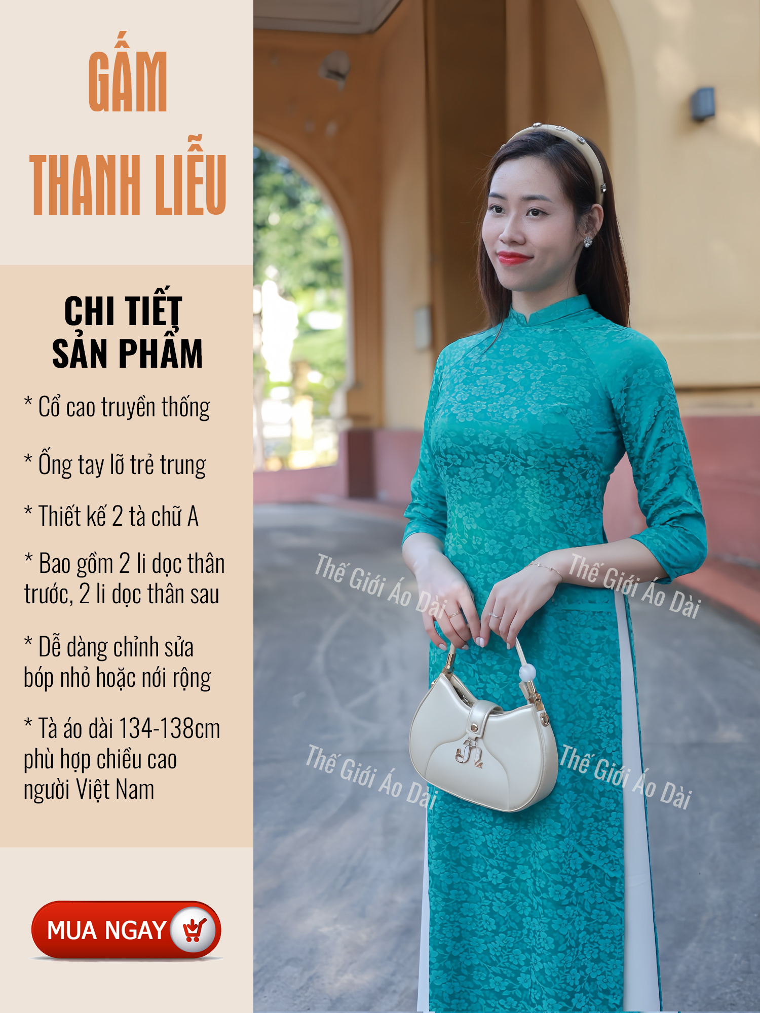 High-quality traditional Thanh Lieu Brocade Ao Dai, ready-made in 5 ...