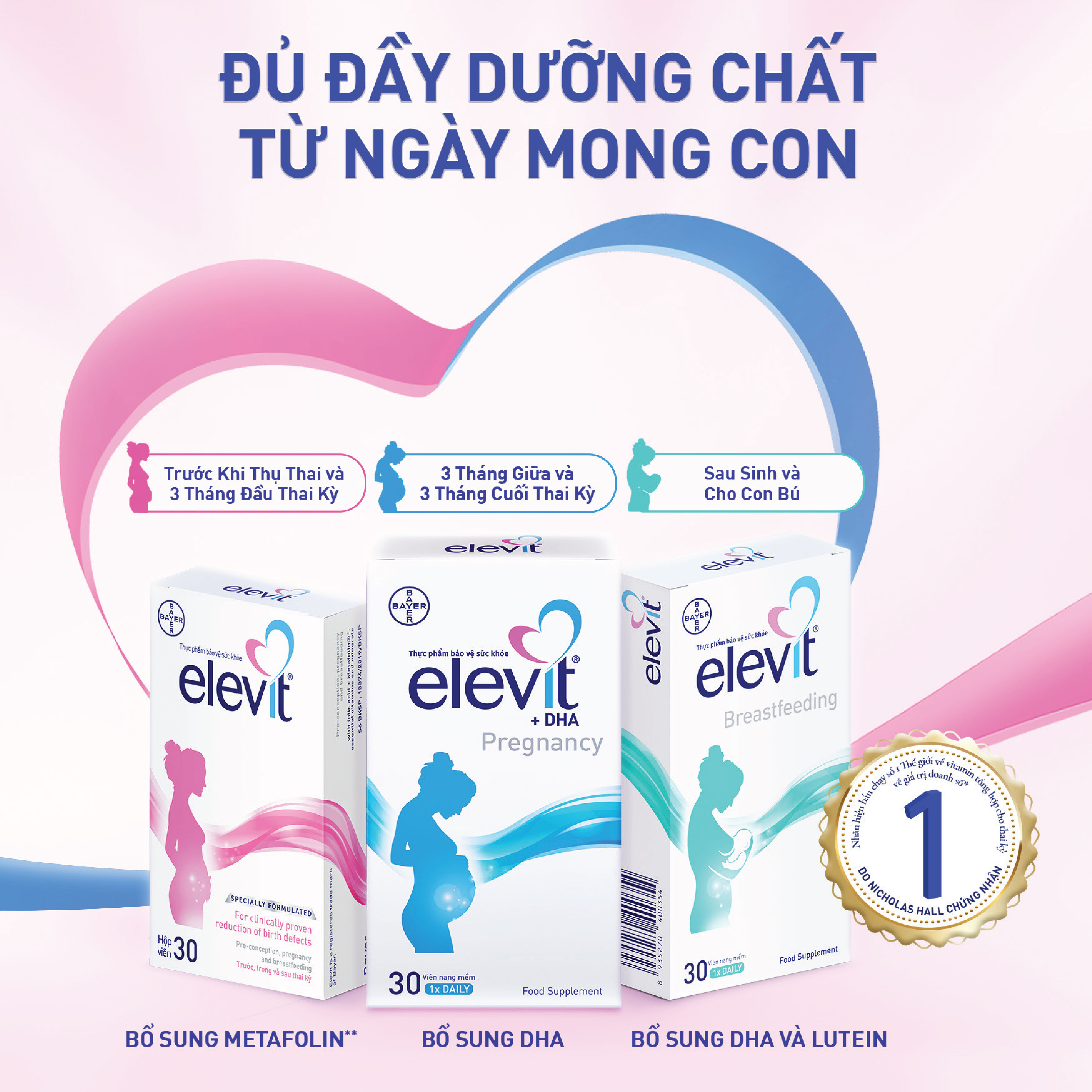 Set of 4 Boxes of Elevit Pregnancy Vitamins for Women Before, During ...