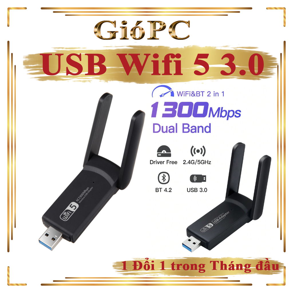Usb wireless wifi receiver with 2 antennas AC standard 1300Mbps 3.0 5G reception | Shopee Malaysia