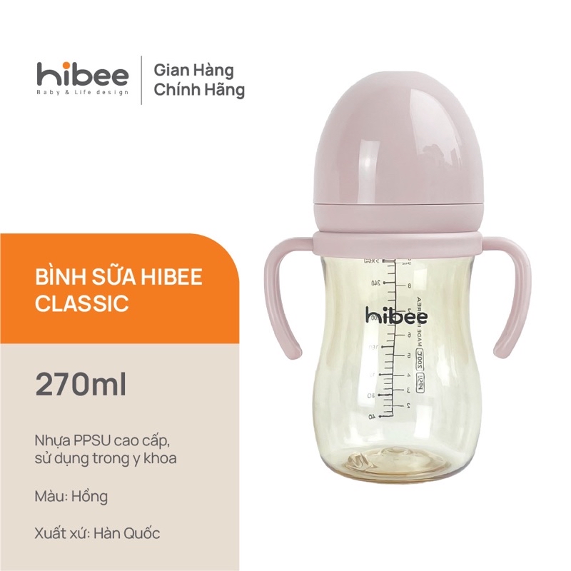 Hibee fat pink milk bottle with handle, 270ml (max 300ml) comes with ...