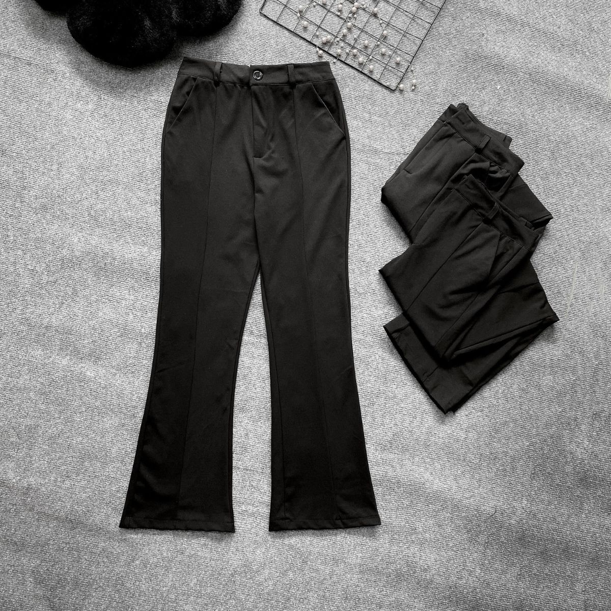 Women's Bigsize flared pants 50-95kg high-waisted one-button leggings ...