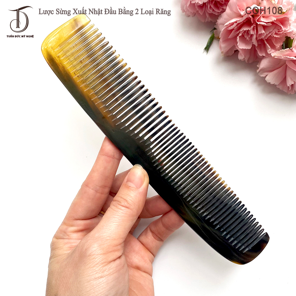 HAHANCO Horn Comb [COH108] Made in Japan Flat Head Comb Model with 2 ...