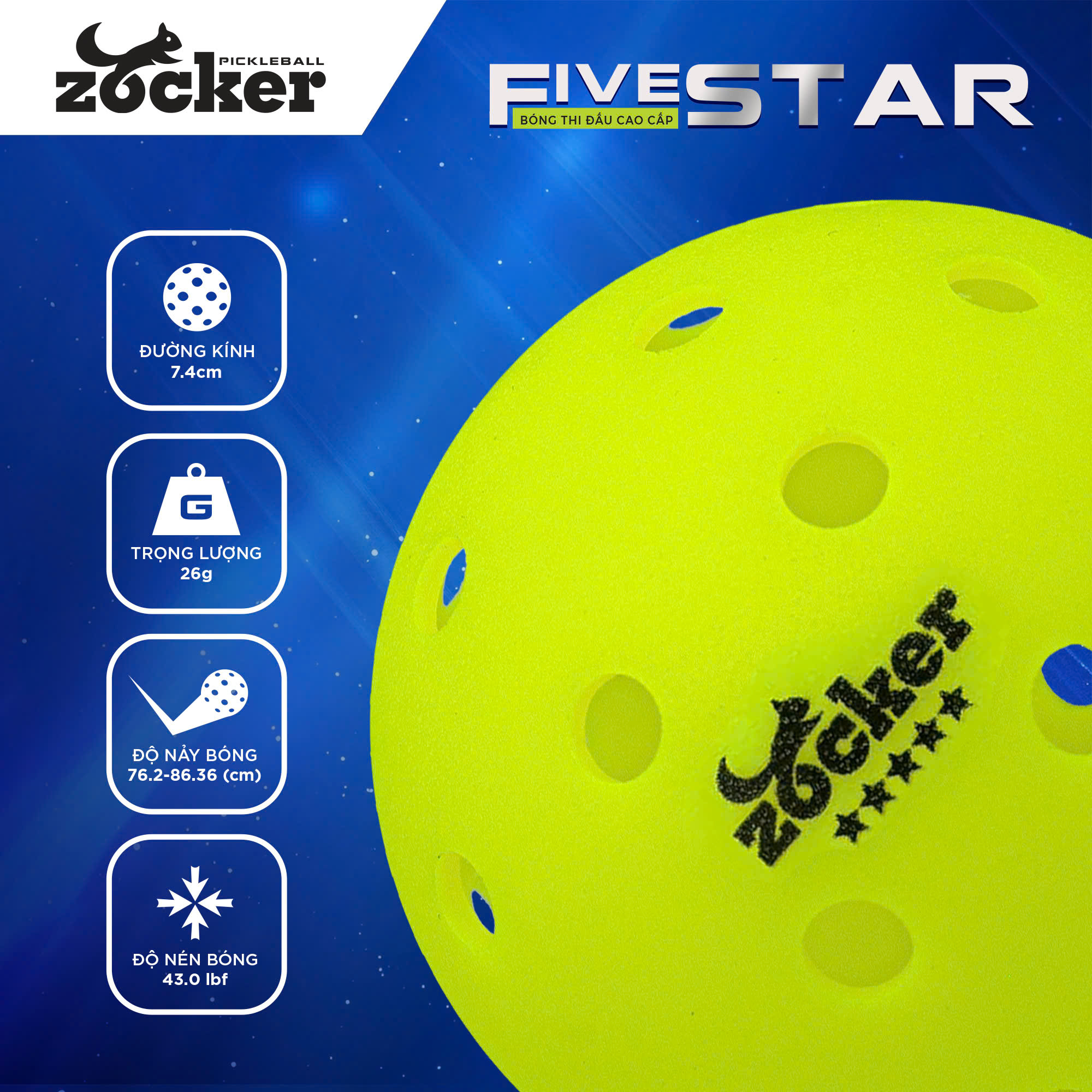 Premium Outdoor Pickleball Ball, Zocker Pickleballl Ball, USAPA ...
