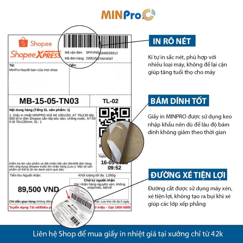 Minpro thermal paper size A6 100x150, A7 76x130 file of 500 sheets for ...