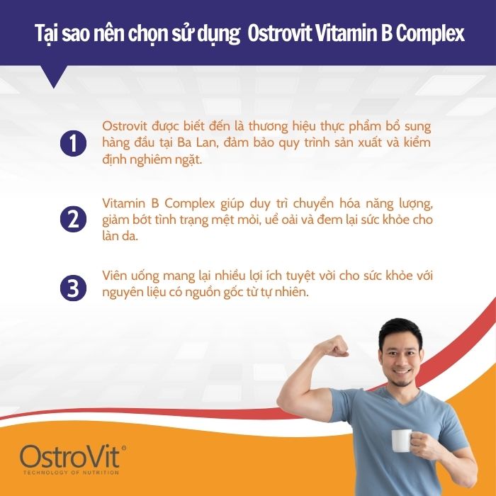 Vitamin B OstroVit B-Complex box of 90 tablets, 8 types of vitamin B ...