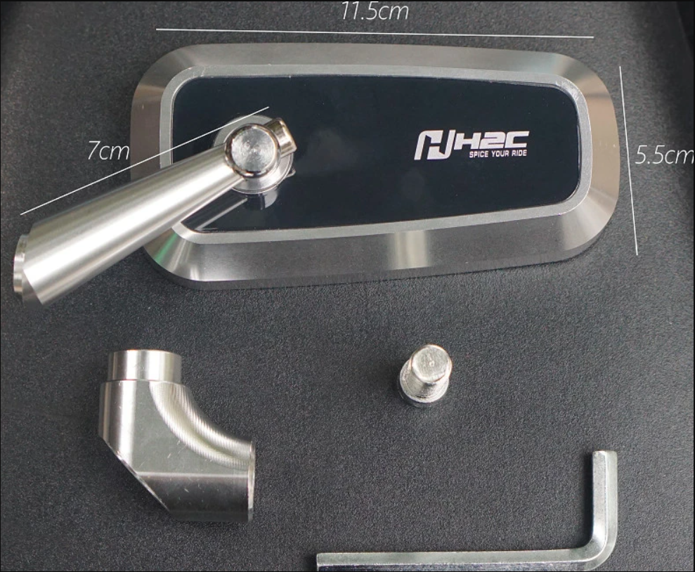 [H2C Premium] H2C Square Short Leg Full CNC Rearview Mirror, H2C ...