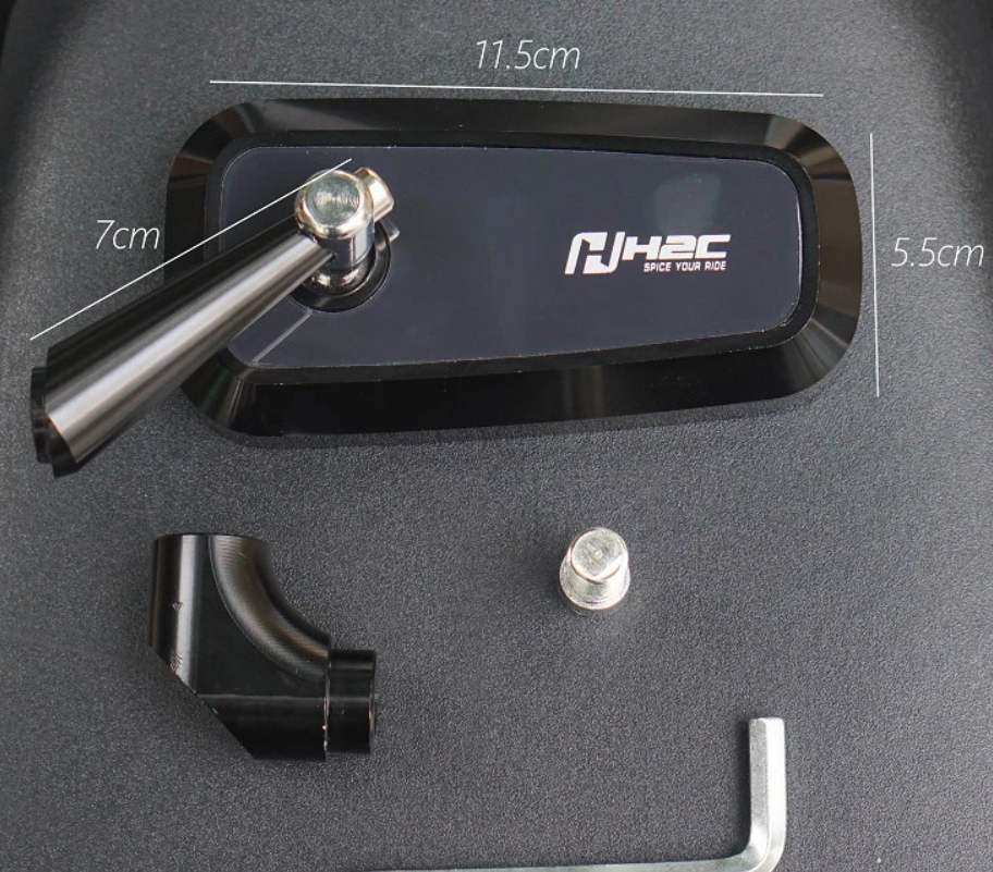 [H2C Premium] H2C Square Short Leg Full CNC Rearview Mirror, H2C ...
